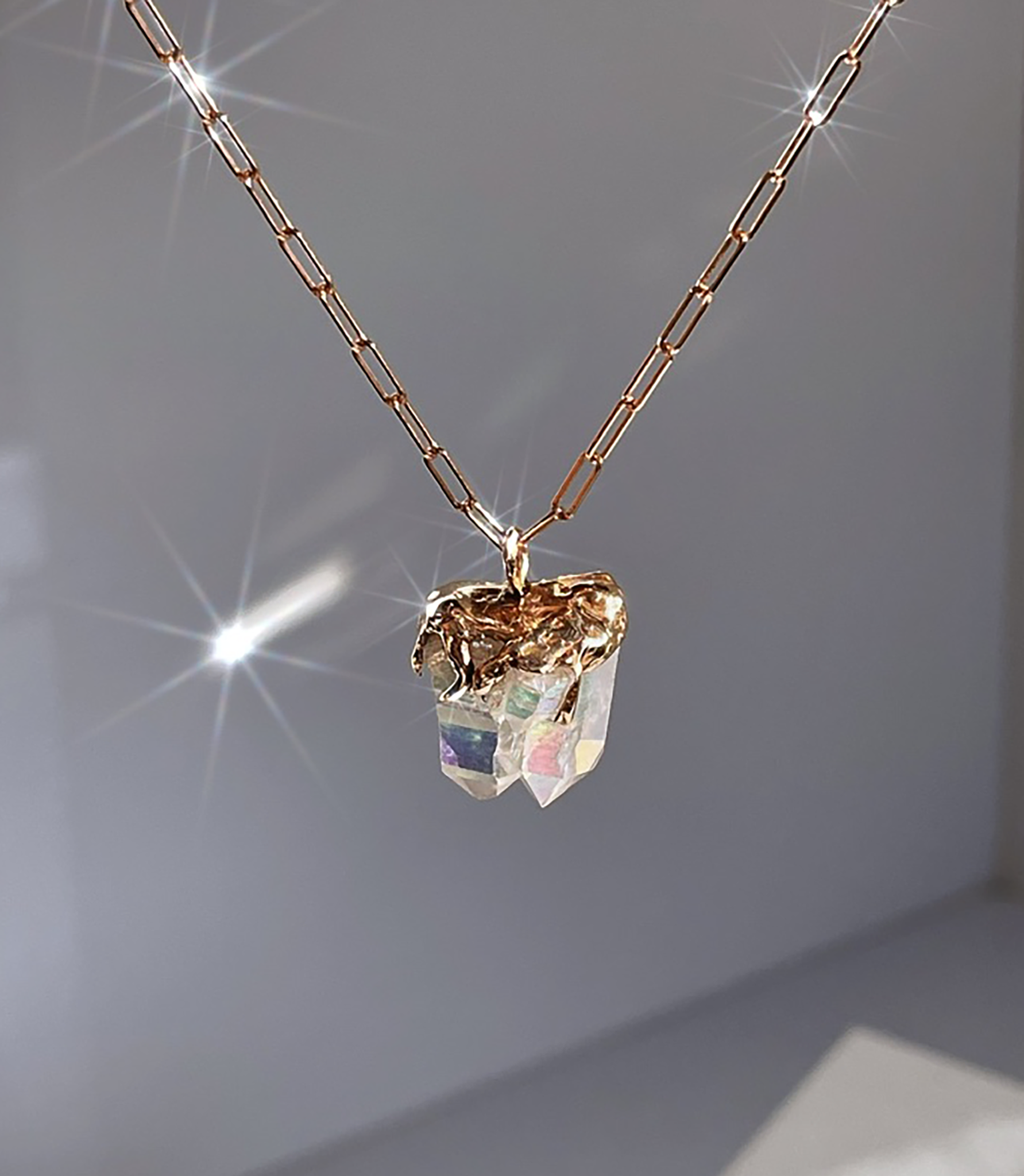 Rose Gold Angel Aura Drip Set Pendant on Paper Clip Chain – Michelle Minott